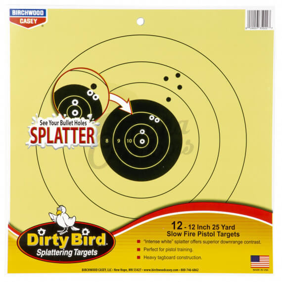 Birchwood Casey Dirty Bird Paper Target Black Round Bullseye Splatter ... Birchwood Casey Dirty Bird Paper Target Black Round Bullseye Splatter ...